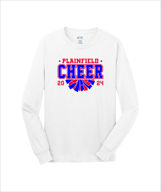 PLAINFIELD CHEER ON WHITE LONGSLEEVE – YSD Graphics