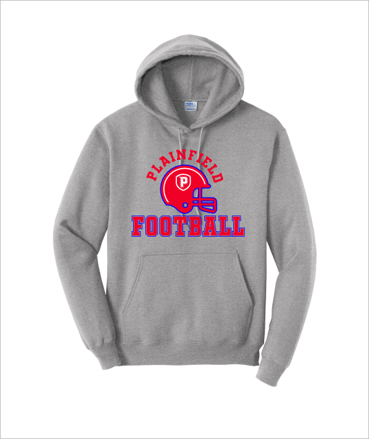 PLAINFIELD FOOTBALL HELMET GRAY HOODIE – YSD Graphics