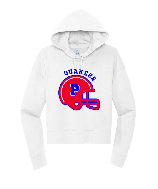 QUAKER HELMET WHITE HOODIE CROP – YSD Graphics