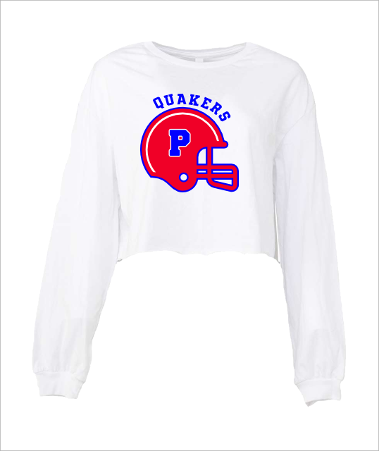 QUAKER HELMET WHITE LONGSLEEVE CROP – YSD Graphics